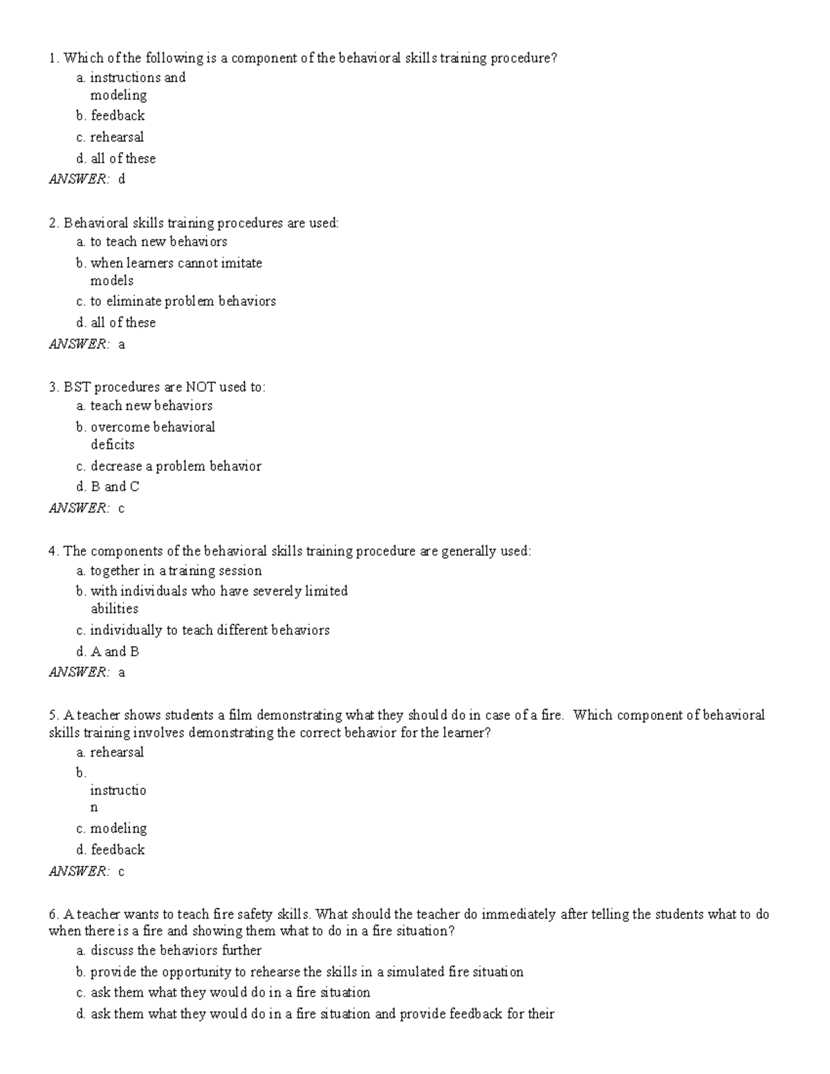 Chapter 12: Behavioral Skills Training (BST) Procedures Overview - Studocu