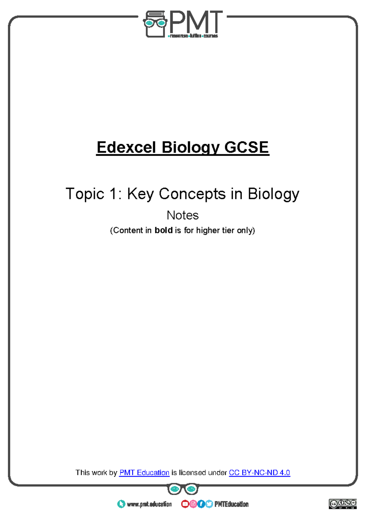 Detailed Notes on Key Concepts in Biology - Edexcel Biology GCSE - Studocu