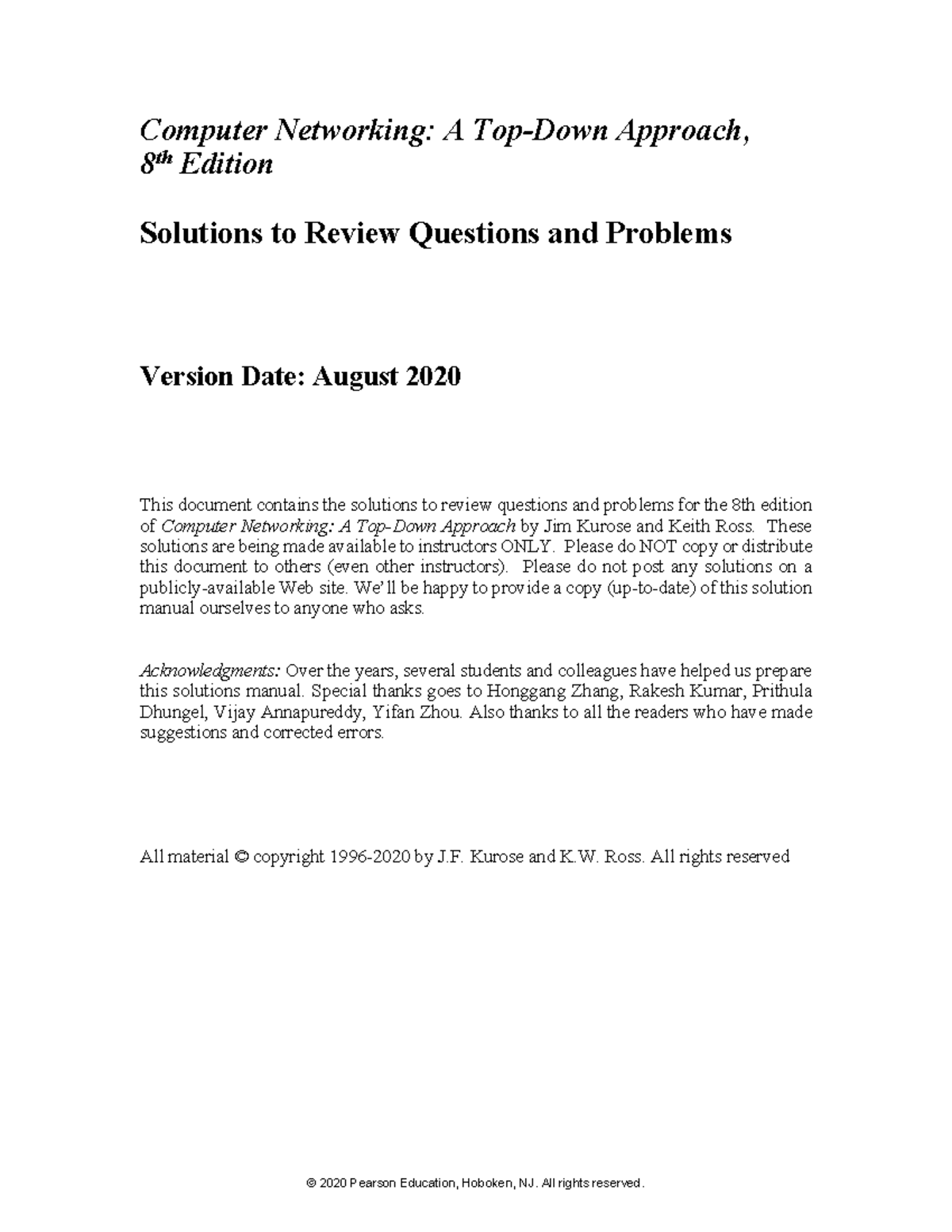 Computer Networking (CS101): Chapter 1 Solutions to Textbook Problems - Studocu