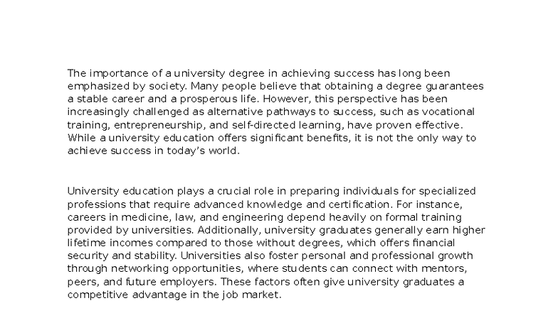 Moodle 2 - AAD: Exploring Success Beyond University Degrees - Studocu