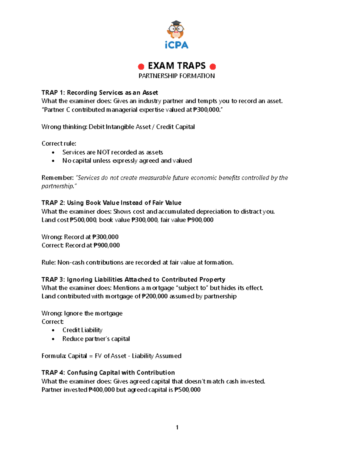 Exam Traps: Partnership Formation Insights and Common Mistakes - Studocu