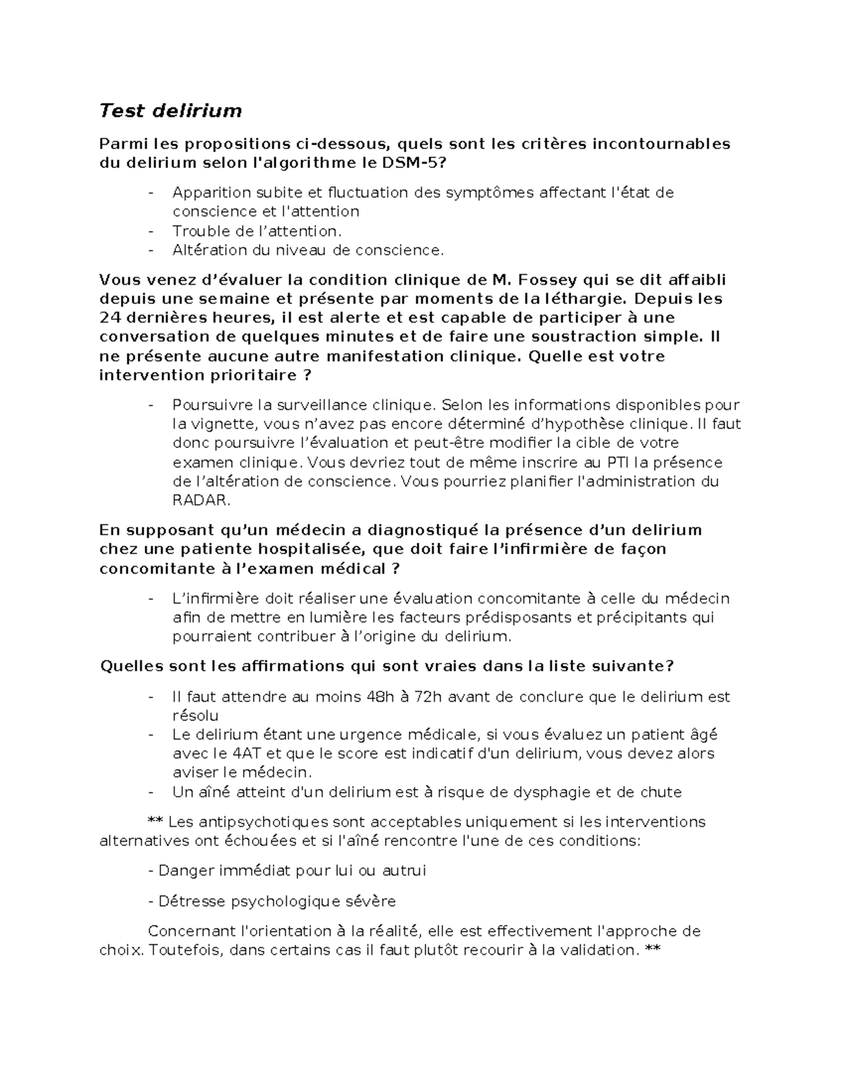 Test de Delirium : Critères Incontournables et Interventions Cliniques ...