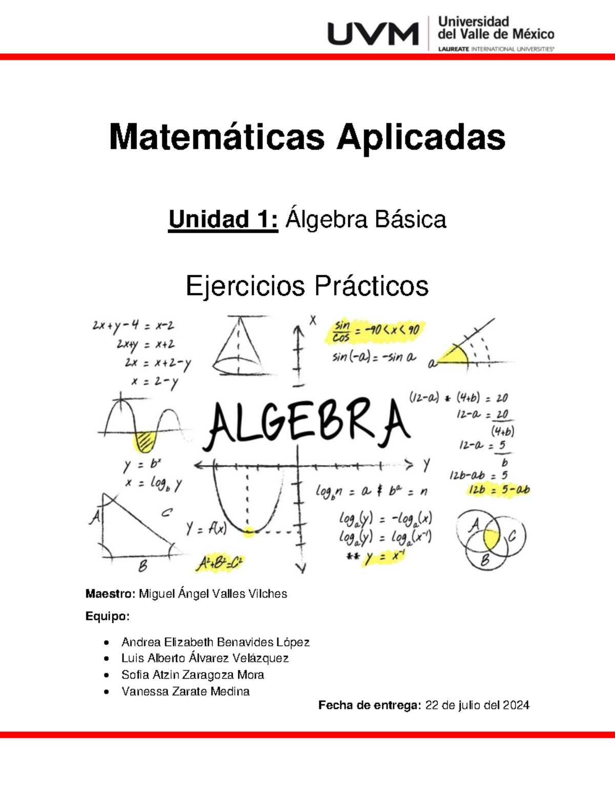 Ejercicios matematicos - Matemáticas Aplicadas Unidad 1: Álgebra Básica ...