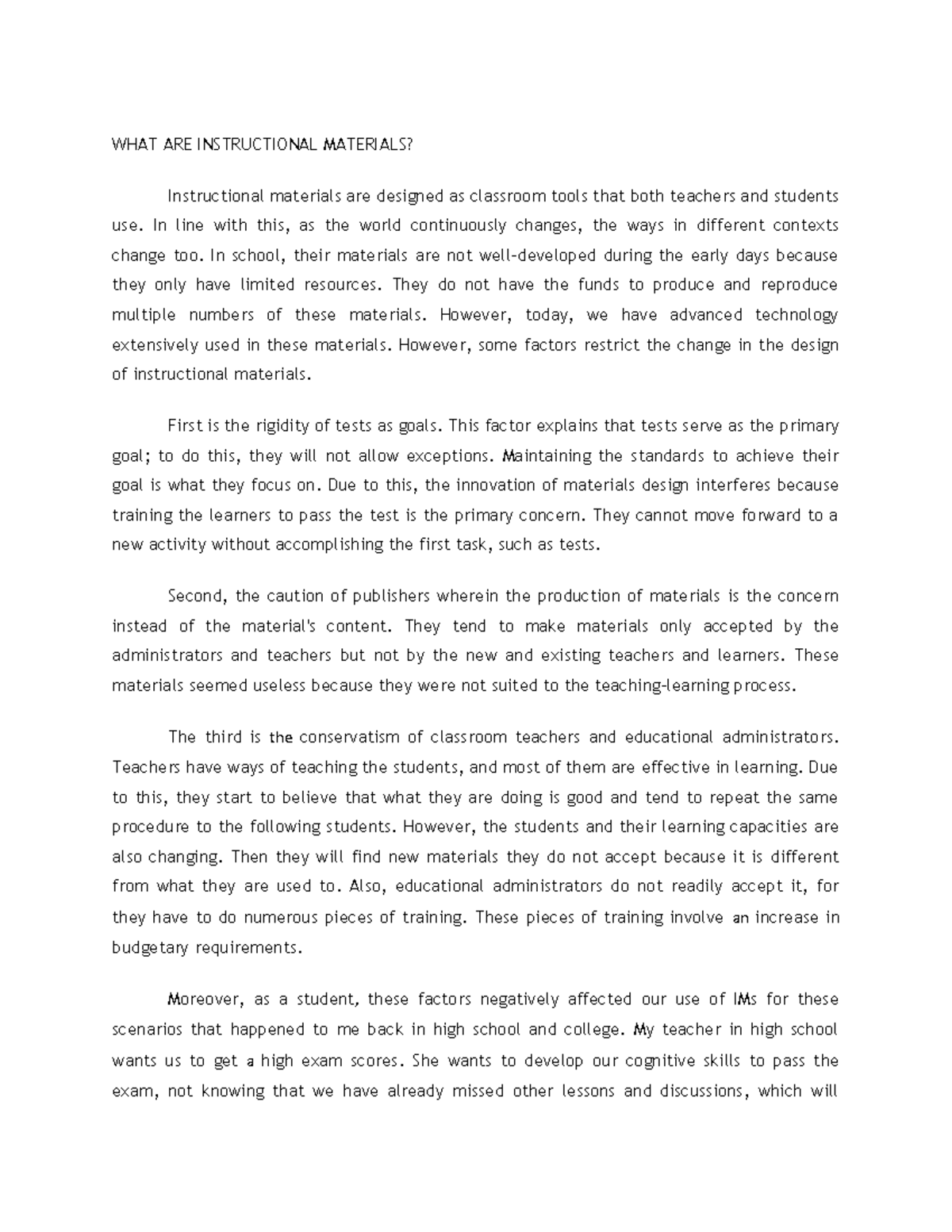 WHAT ARE Instructional Materials - WHAT ARE INSTRUCTIONAL MATERIALS ...