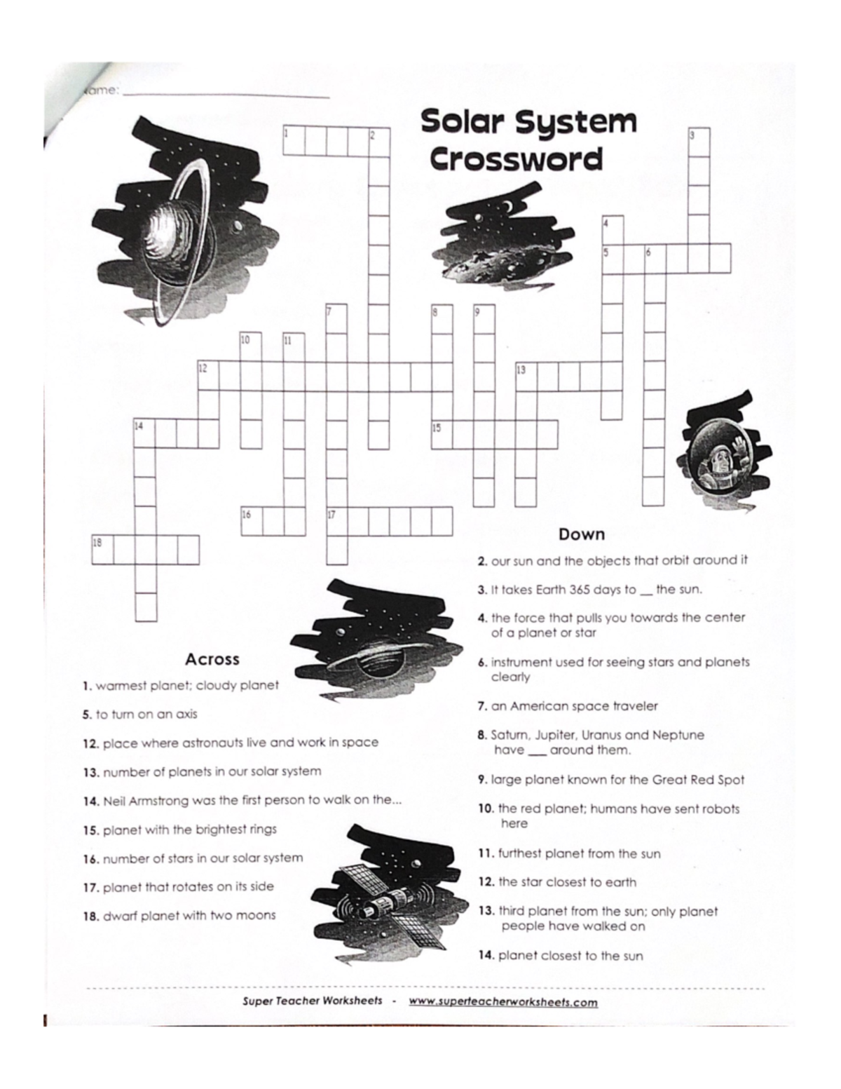 5 solar system crossword - Humanities and Social Sciences - Studocu