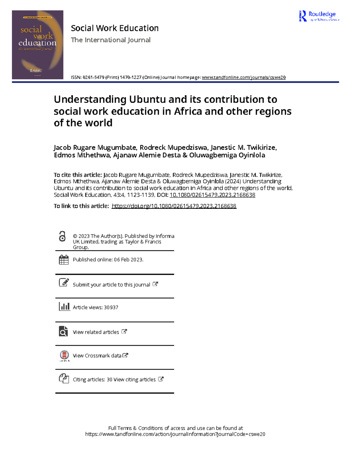 Understanding Ubuntu's Role in Social Work Education (SWED 2024) - Studocu