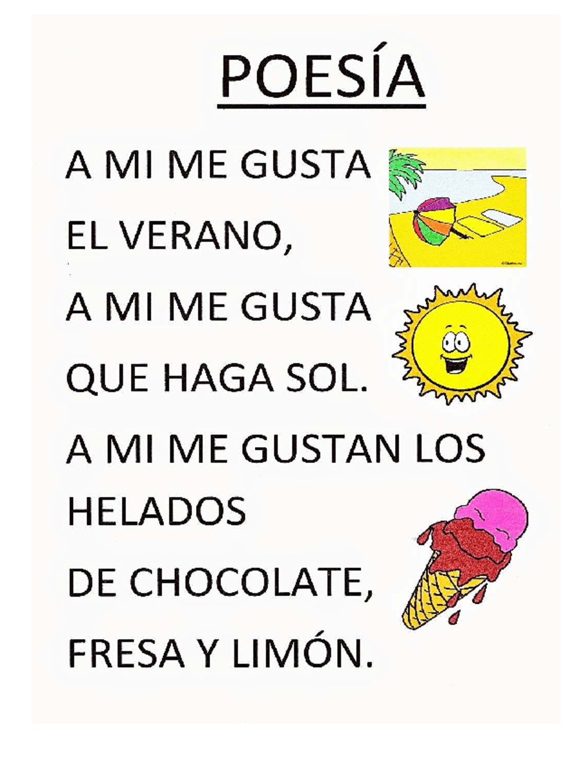 POESÍA: A MI ME GUSTA EL VERANO Y EL SOL - POESÍA INFANTIL - Studocu