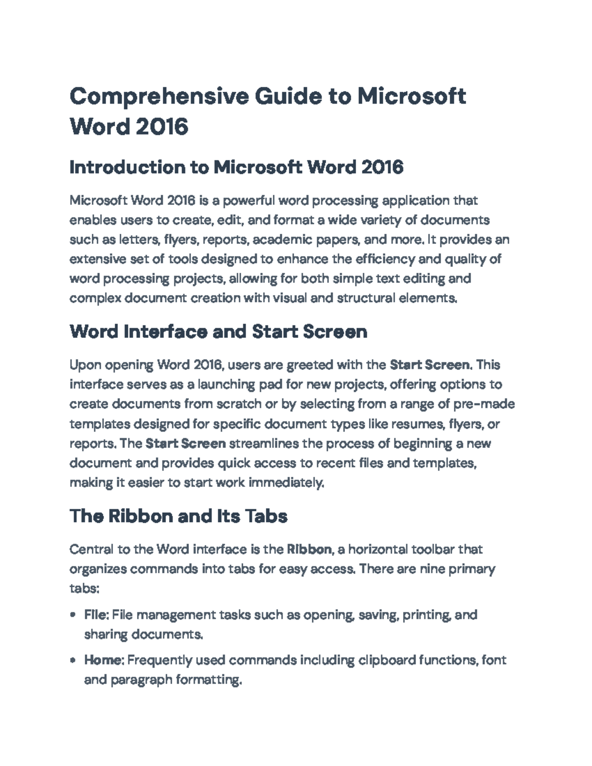 Comprehensive Guide to MS Word 2016: Features & Functions Overview ...