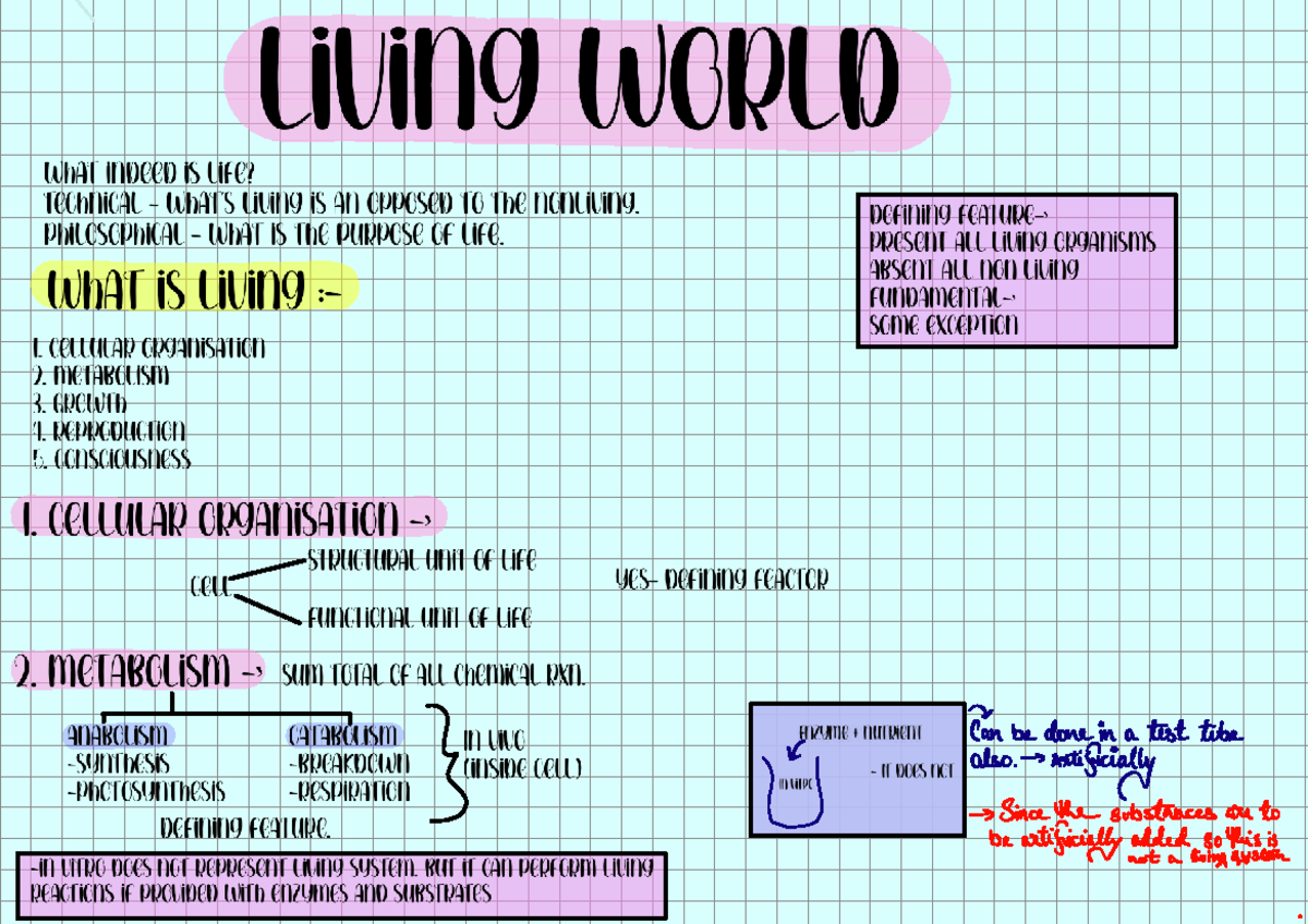 Living World (BIO101) - Key Notes on Life and Classification Principles ...