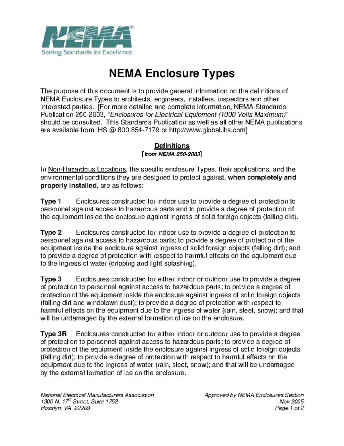 NEMA Enclosure Types Overview and Applications Guide - Studocu