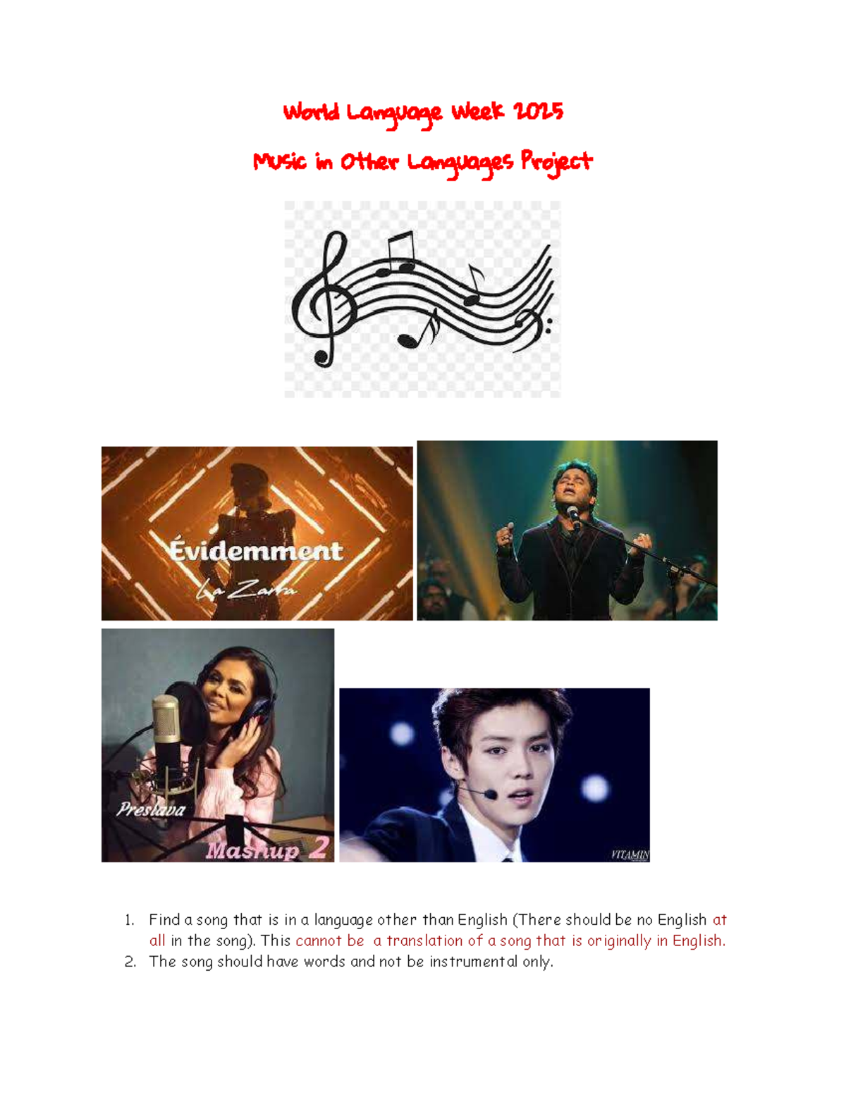 WLW Music project 2025 - kbl/knl.k - World Language Week 2025 Music in Other Languages Project 1 ...