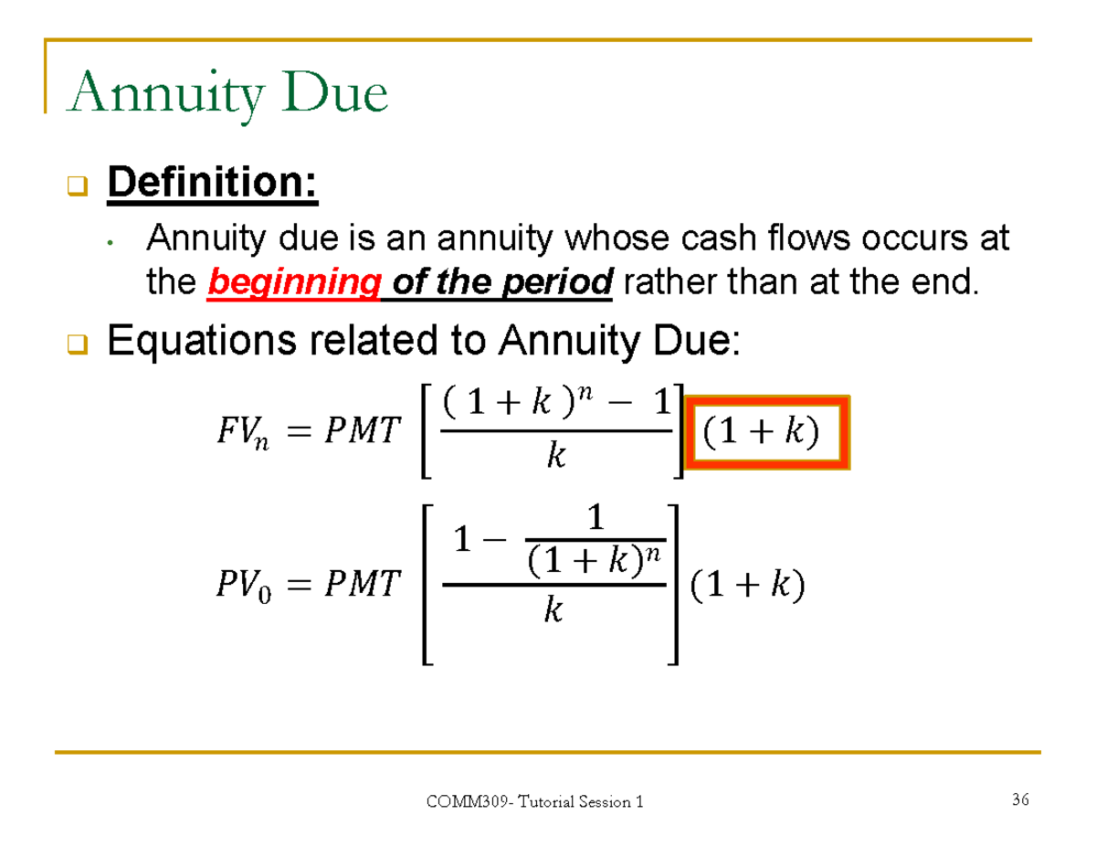 Annuity Due Explained: Cash Flows at Period Start (TVM Part 1) - Studocu