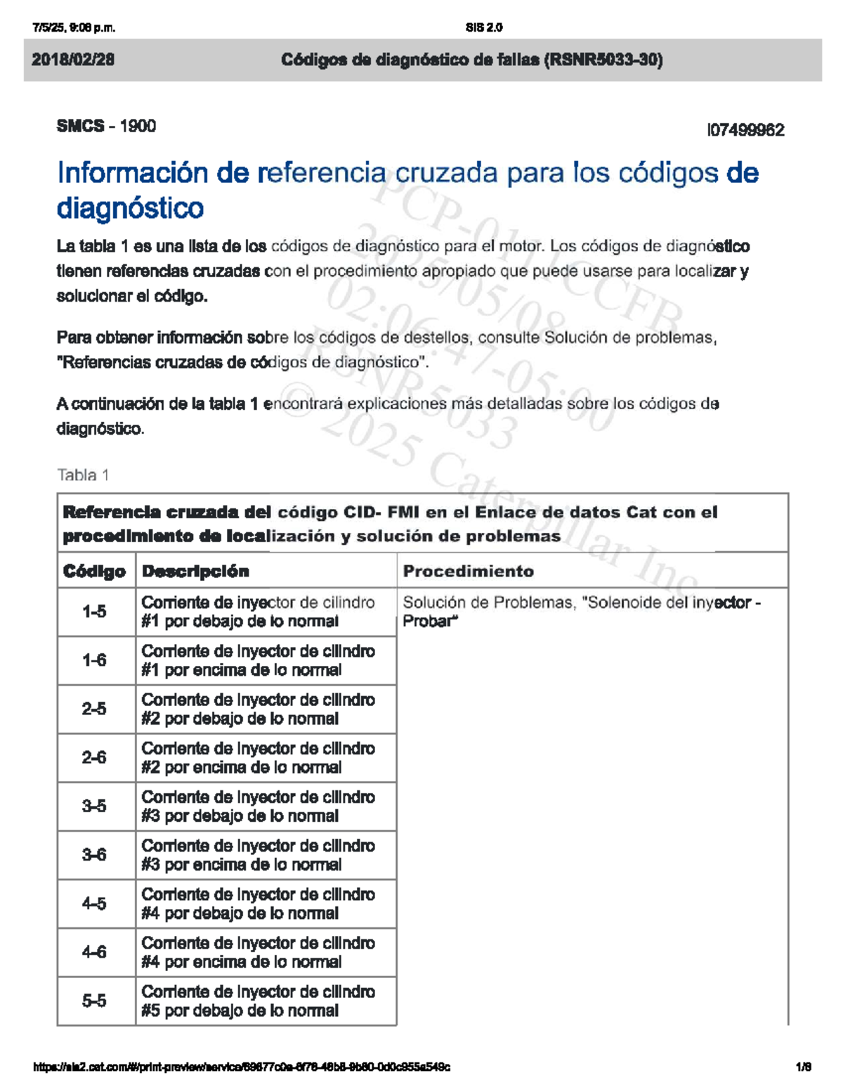 Códigos de Diagnóstico de Fallas - 9:06 p. SIS 2 Códigos de diagnóstico ...