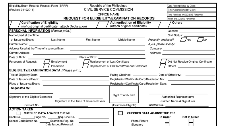 CIVIL SERVICE OFFICE ERRF Request for Records Form - Studocu