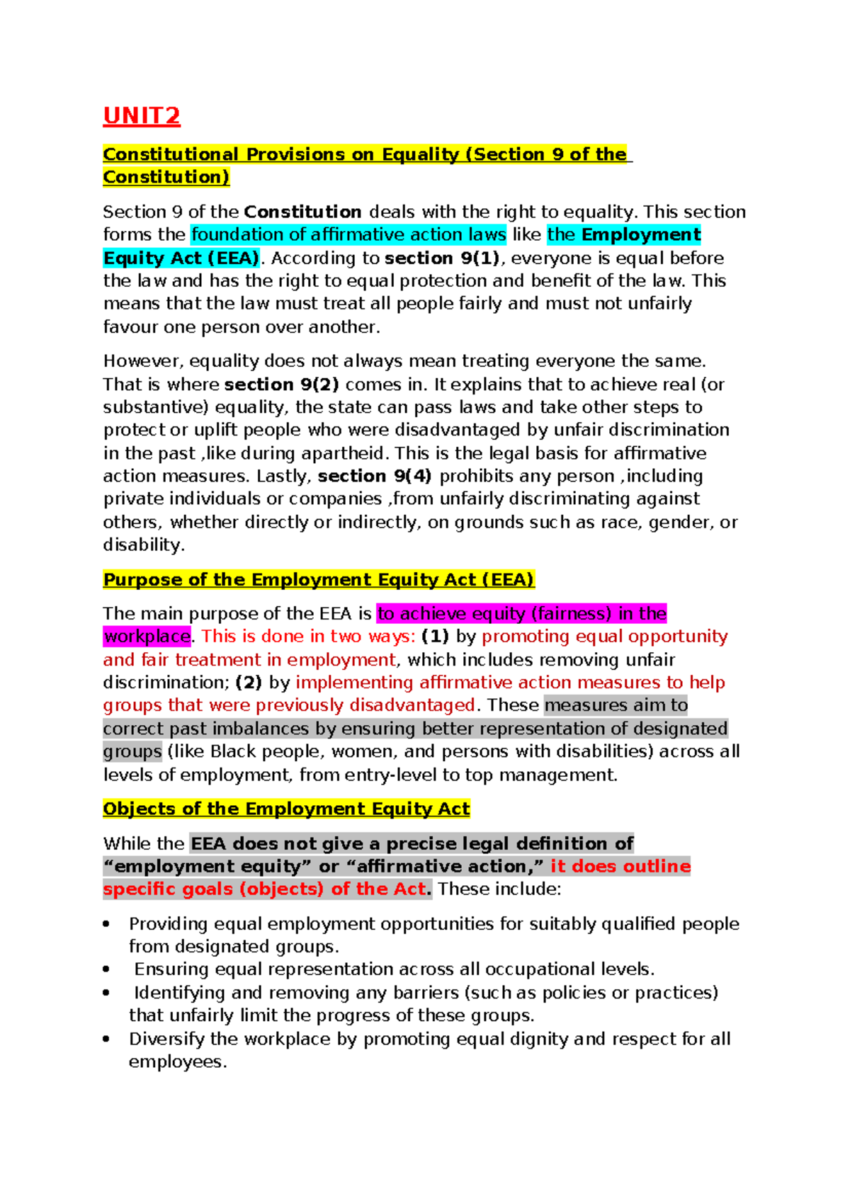 UNIT 2 Notes: Advanced Topics in Human Rights and Equality - Studocu