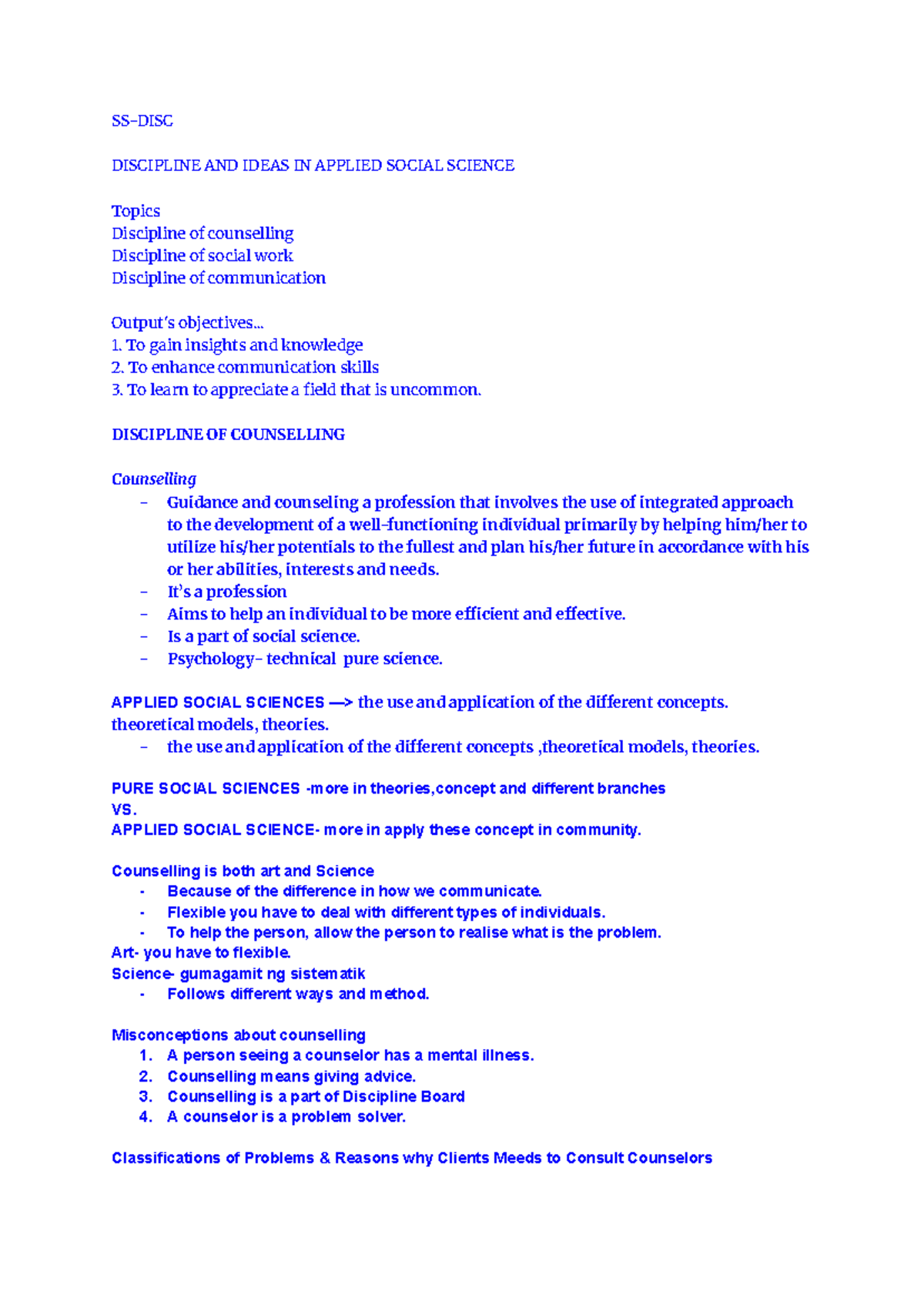 1st Grading SS-DISC - Notes on Counseling, Social Work & Communication ...