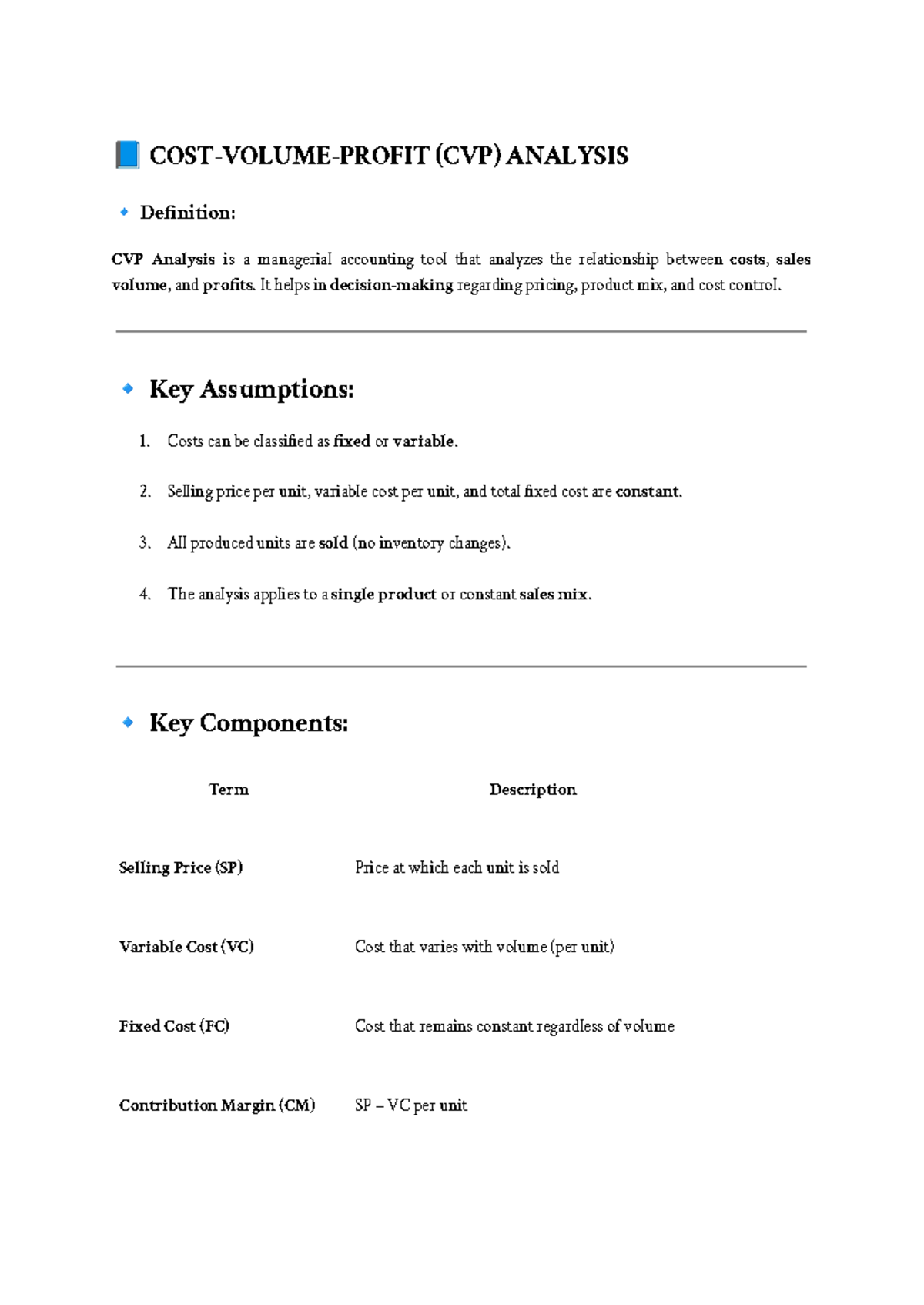 📘 CVP Analysis: Understanding Cost-Volume-Profit Relationships - Studocu