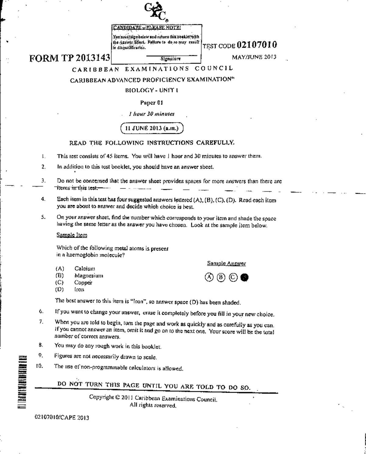 CAPE Biology Unit 2 Complete - CAPE BIOLOGY UNIT TWO MANUAL (by KJH ...