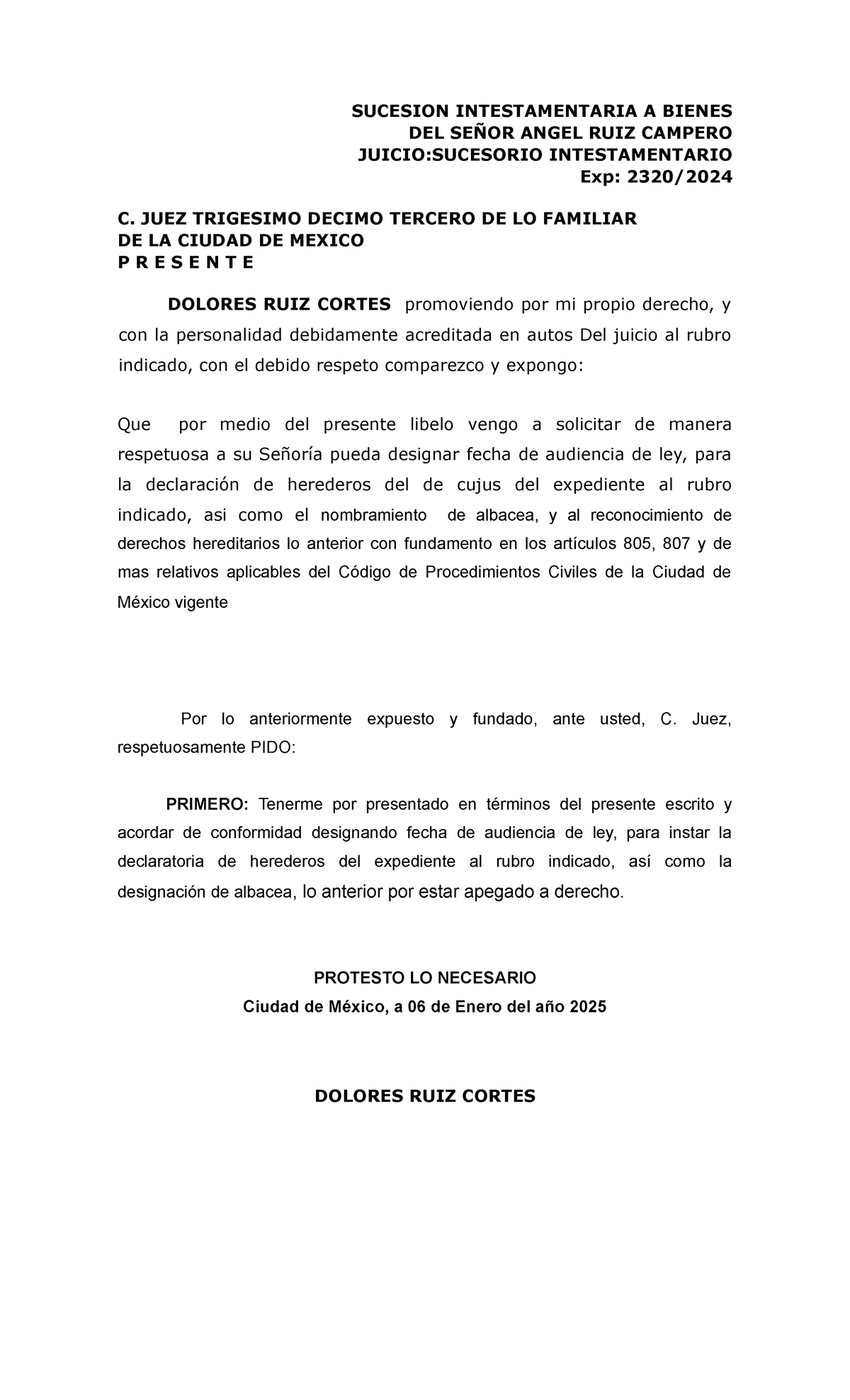 Declaratoria de Herederos y Nombramiento de Albacea - Sucesión ...