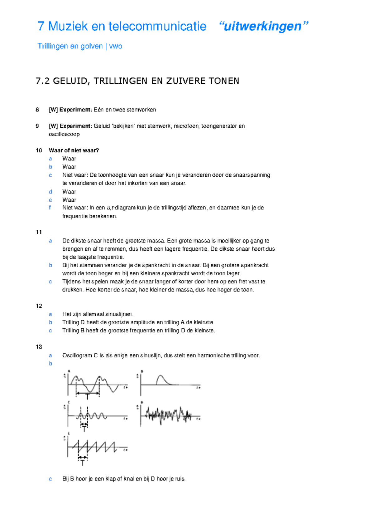 Uitwerking H7.2 Geluid, Trillingen en Zuivere Tonen - VWO Notes ...