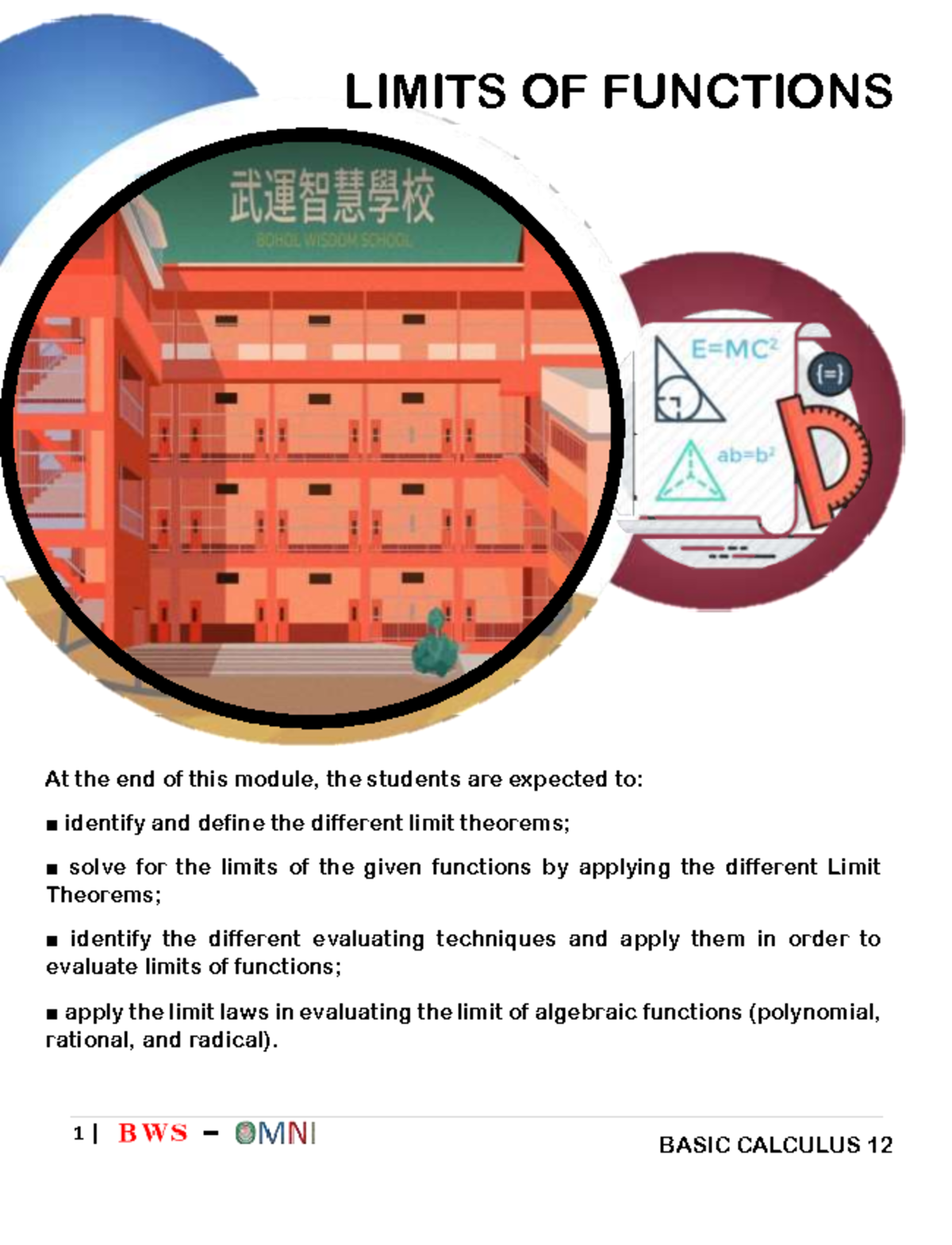 Limits Of Funtions Basic Calculus 1 Limits Of Functions At The End Of This Module The