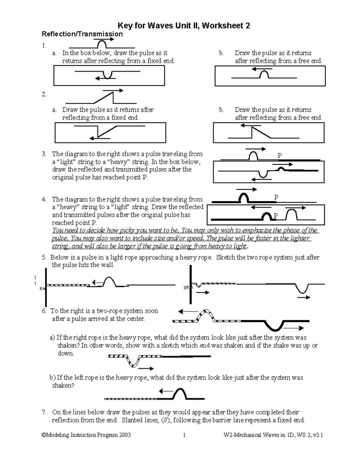 W2 WS2 Key - Homework for Waves Unit II: Reflection and Transmission ...