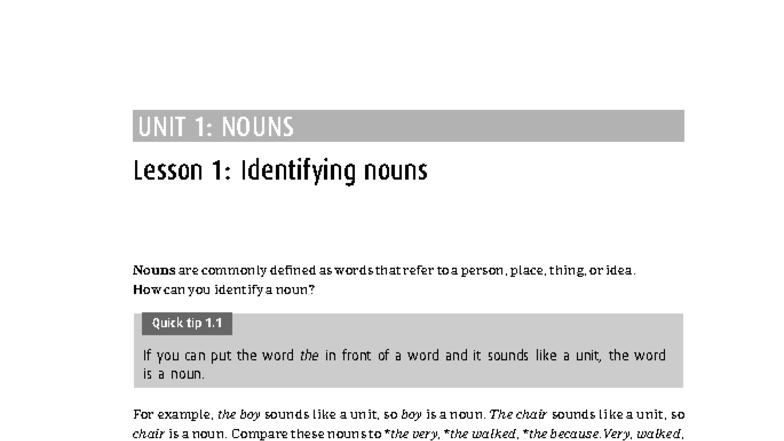 9023 English Grammar: Unit 1 - Nouns and Their Identification - Studocu