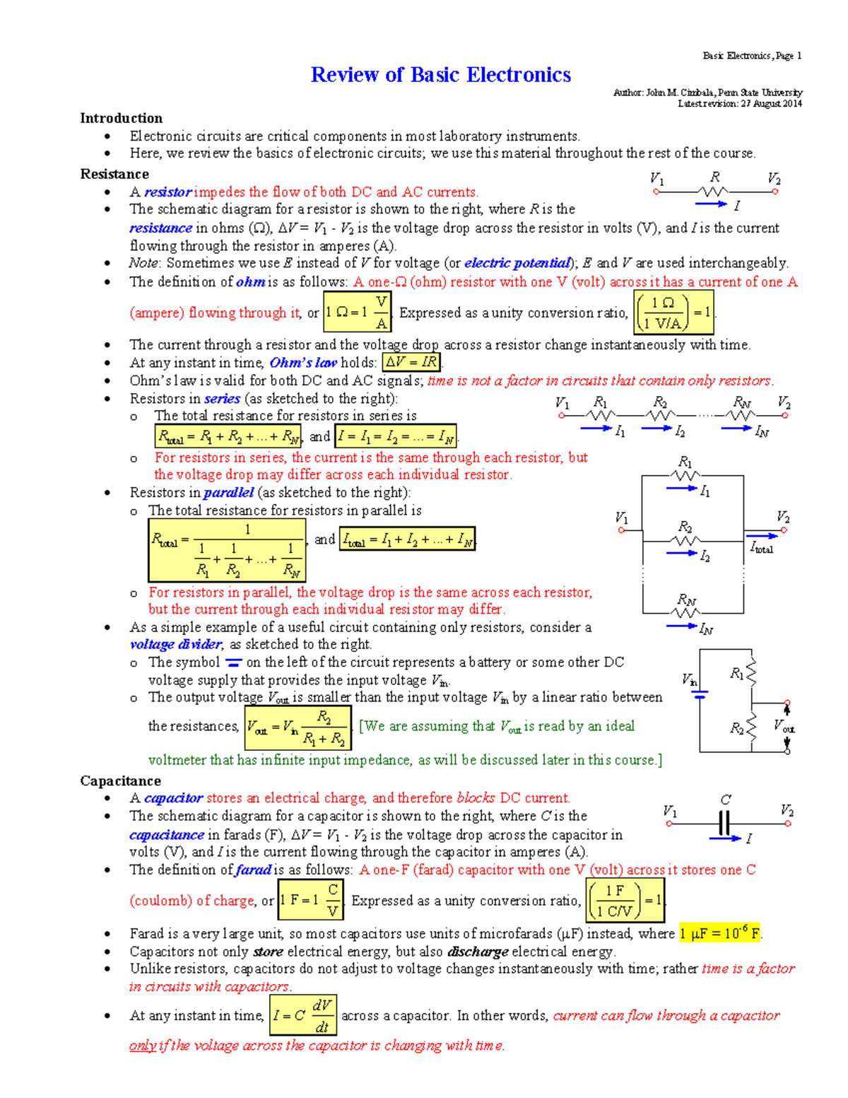 Electronics Review: Basics of Circuits and Components (EE 101) - Studocu