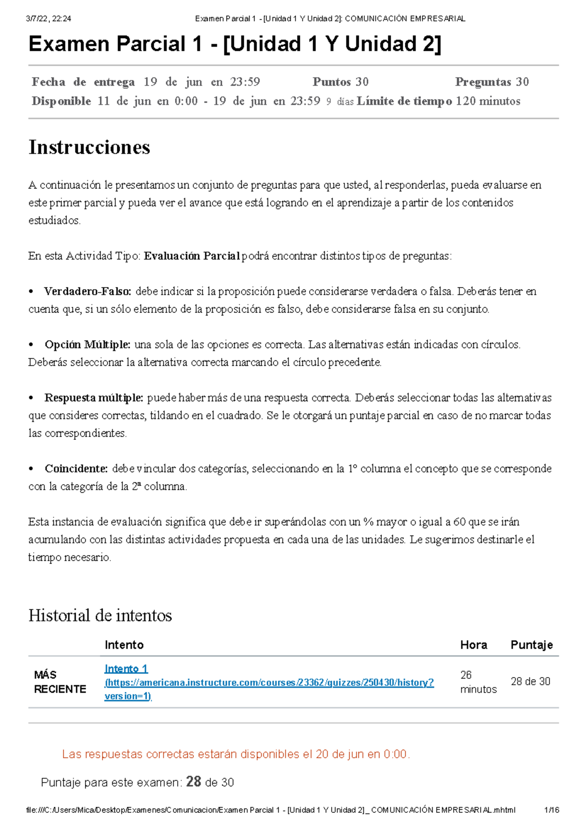 Examen Parcial 1 Unidad 1 Y Unidad 2 Comunicaci N Empresarial - Examen Parcial 1 - [Unidad 1 Y ...