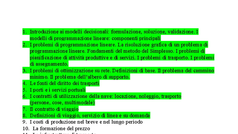 Riassunti per il TEST Ammissione EMMP: Modelli Decisionali e Trasporti ...