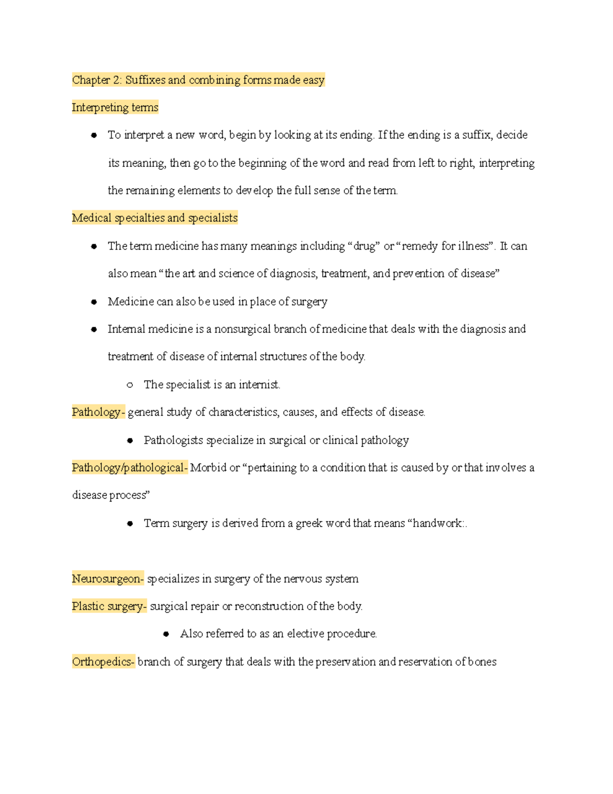 Medical Terminology Chapter 2 Notes - Chapter 2: Suffixes and combining ...