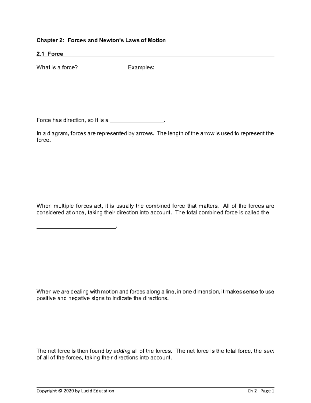 Chapter 2: Forces, Motion, and Newton’s Laws in Physical Science ...