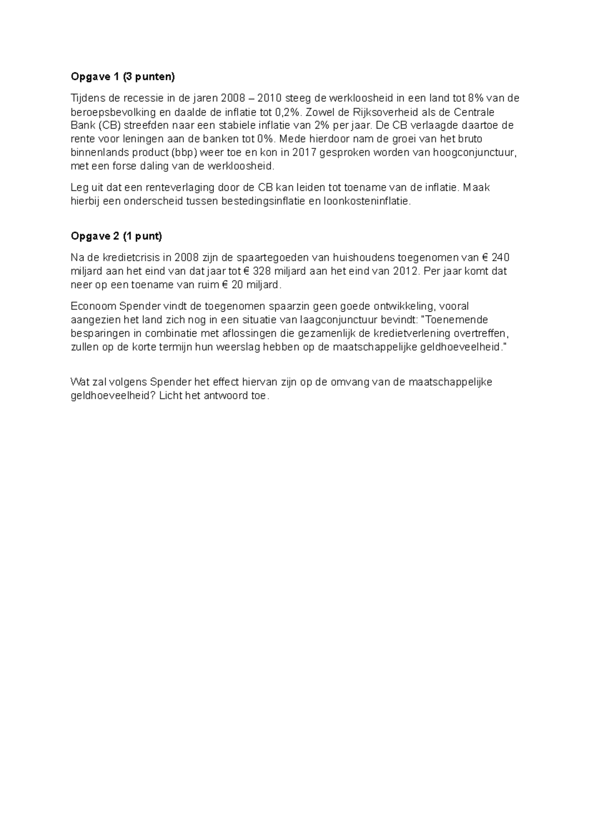 Oefenopdracht Economisch Beleid: Analyse van Rente en Inflatie ...