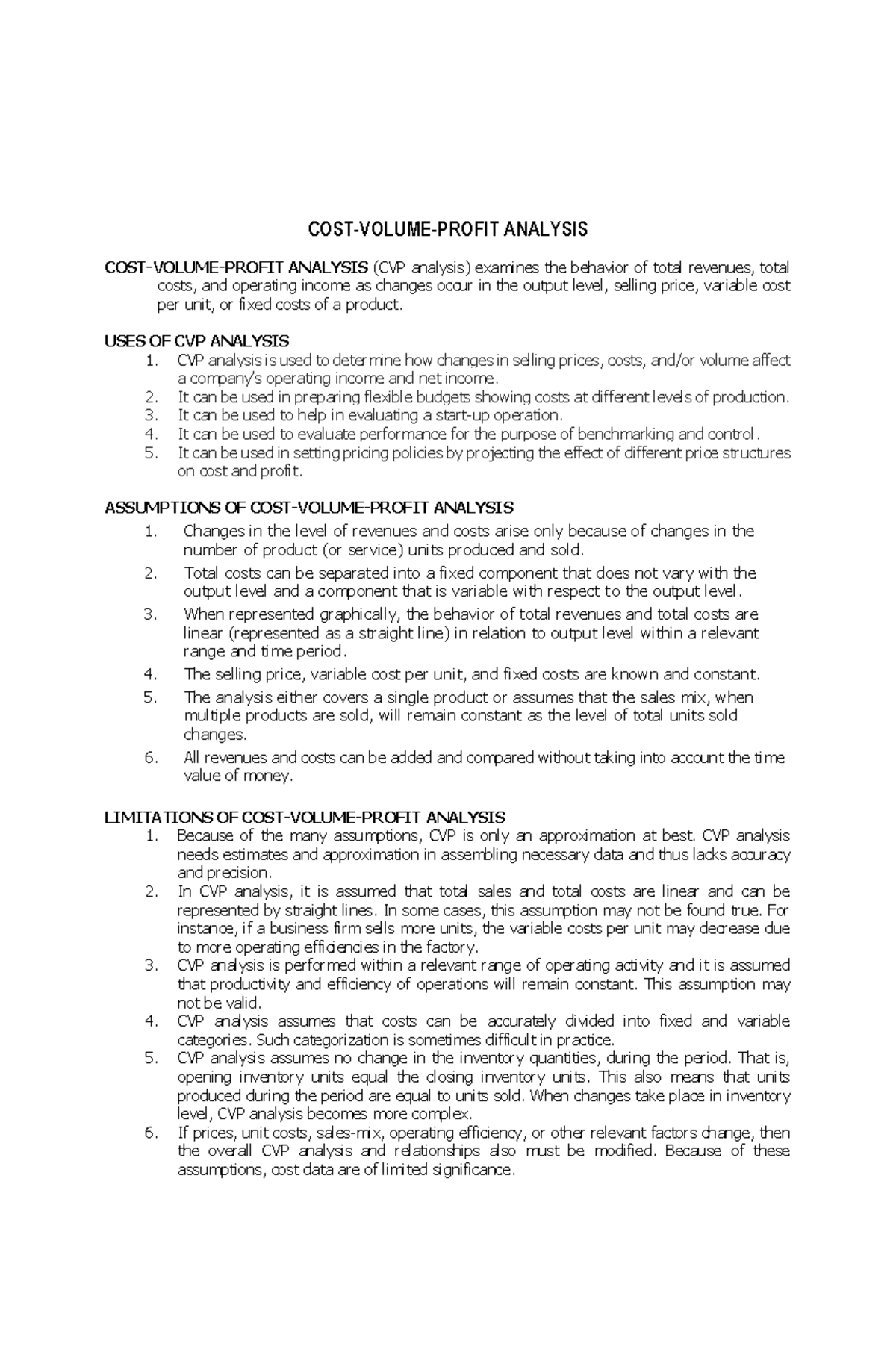 MAS 9202 - Cost-Volume-Profit Analysis Practice Problems - Studocu