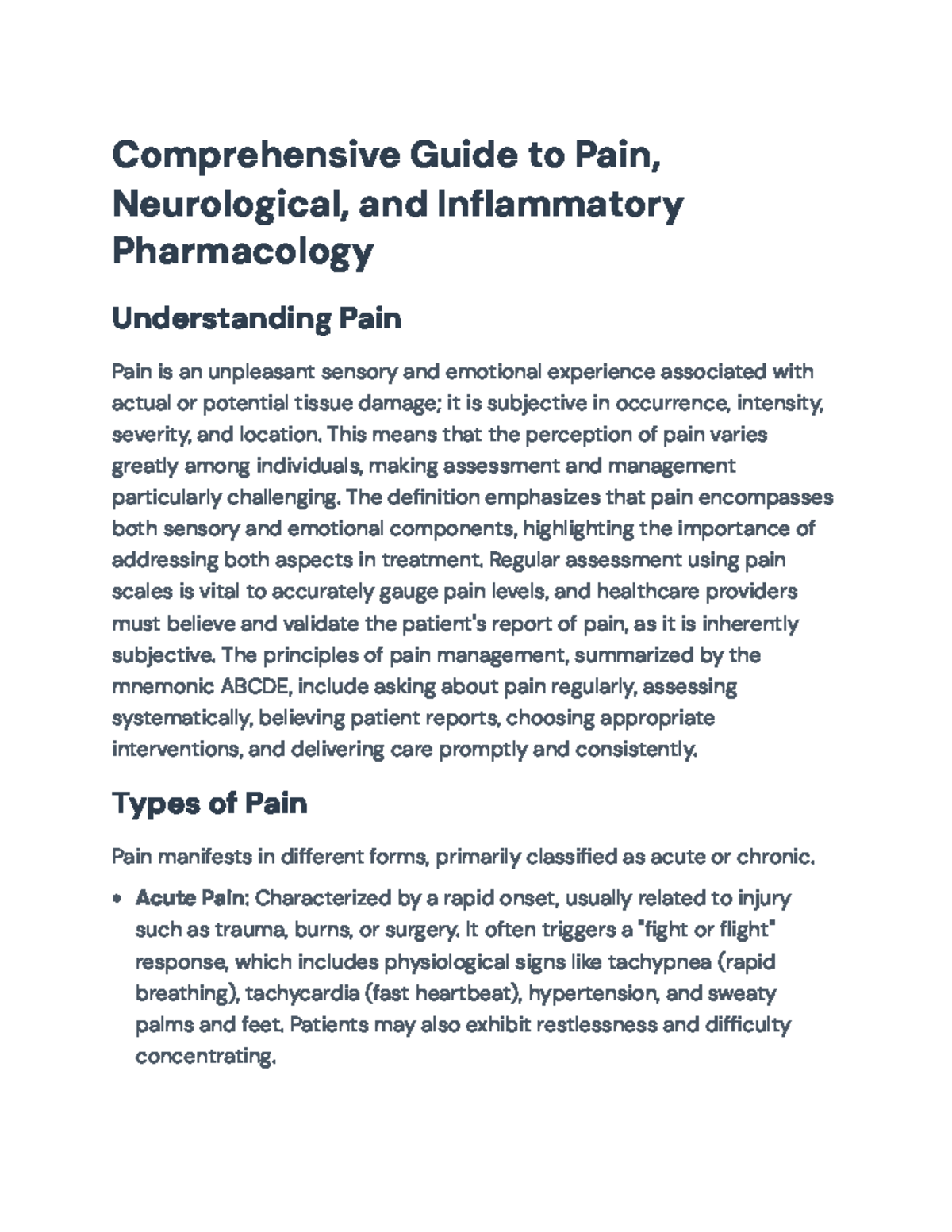 Comprehensive Overview of Pain & Inflammatory Pharmacology (PHAR 101 ...