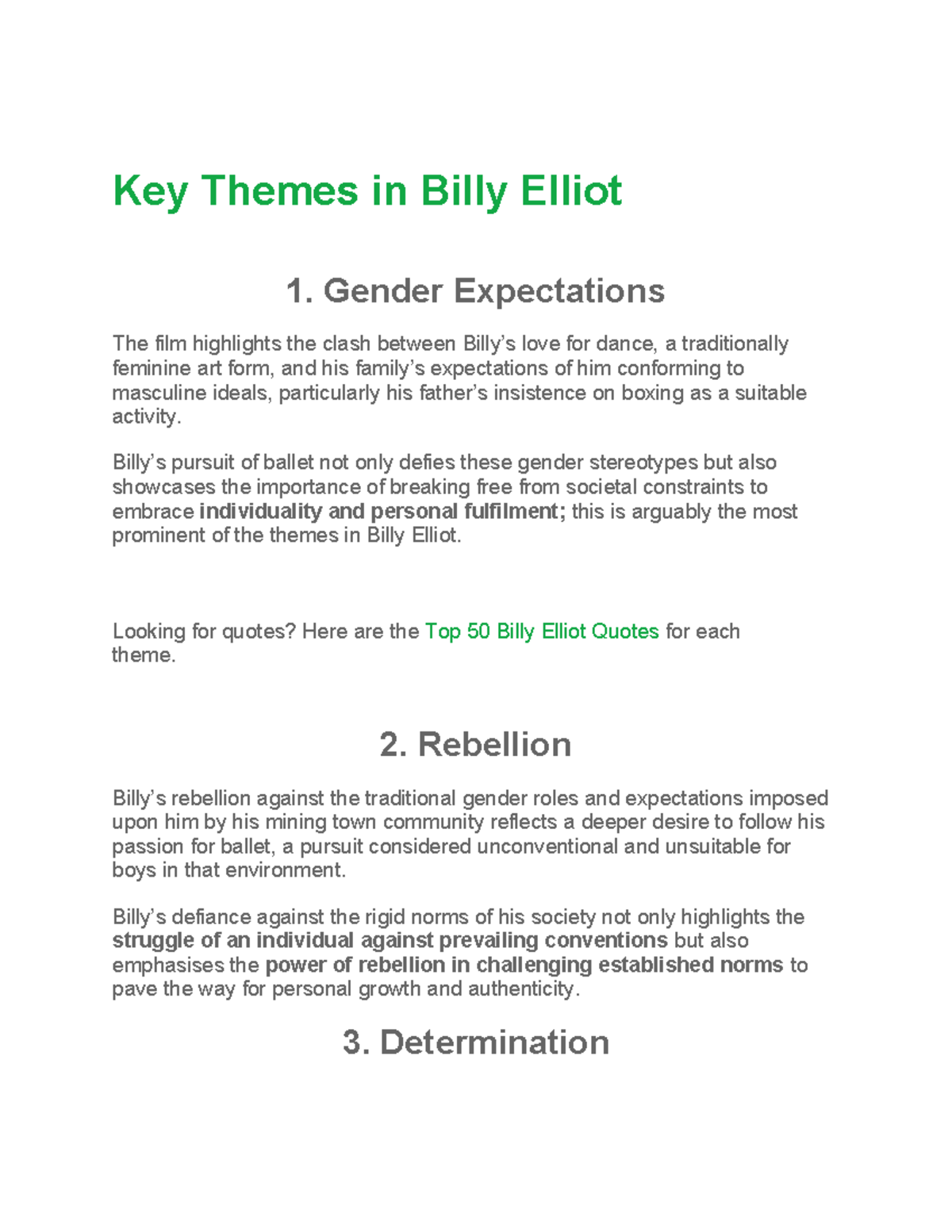 HSC Analysis: Key Themes in Billy Elliot - Gender, Rebellion & Art ...