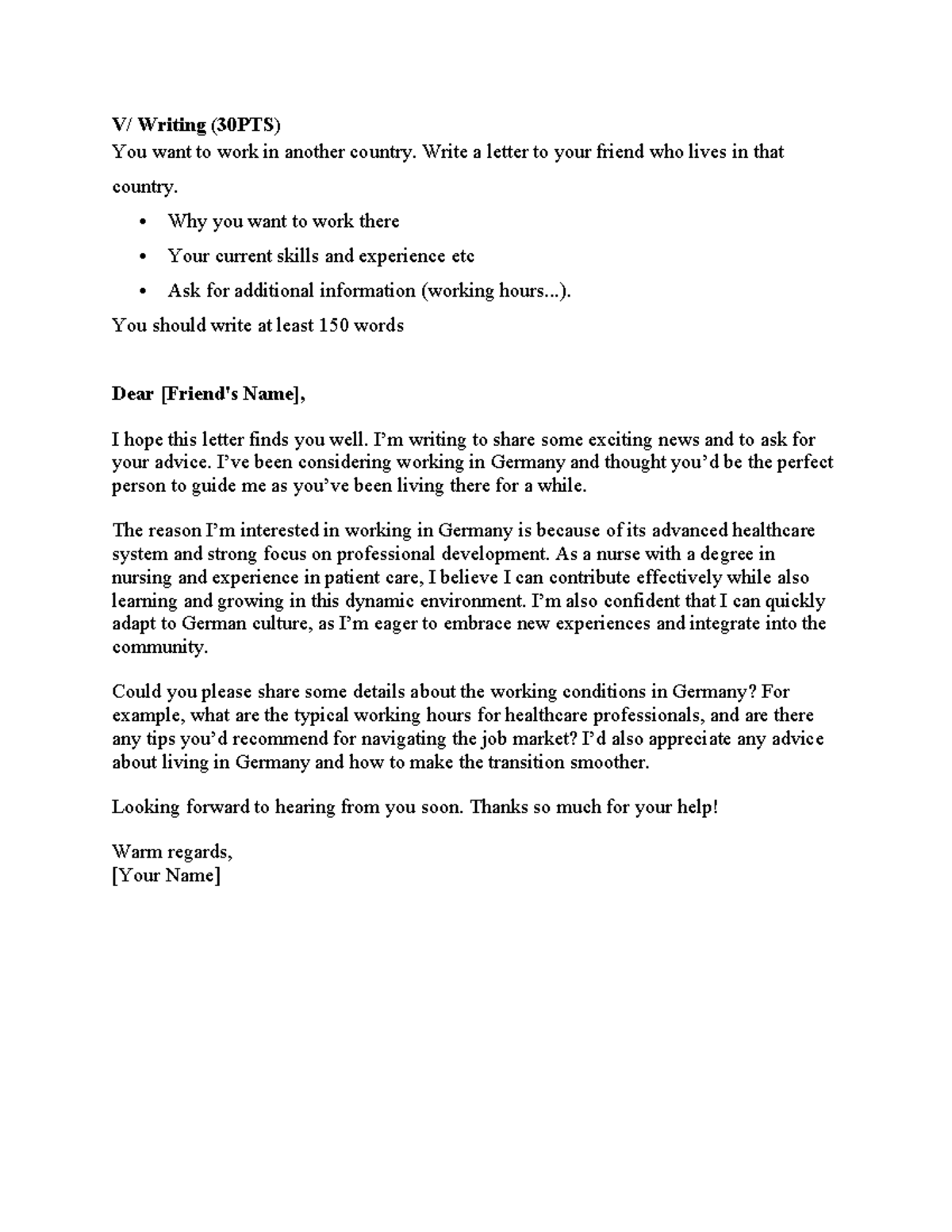 Writing Letters for Various Situations (30PTS) - Studocu
