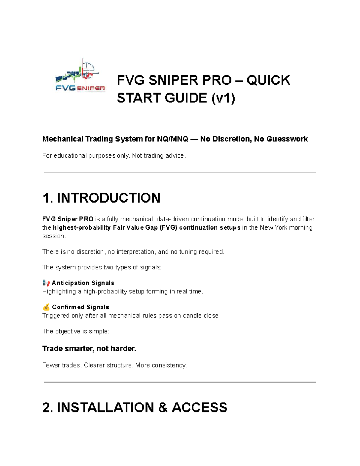 ⭐ FVG Sniper PRO: Quick Start Guide (v1) for Mechanical Trading - Studocu