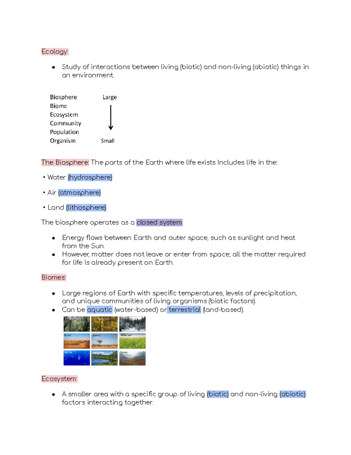 Ecology - Ecology: Study of interactions between living (biotic) and ...