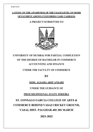 Black book sanjana (Recovered) - A PROJECT REPORT ON STUDY OF MUTUAL ...