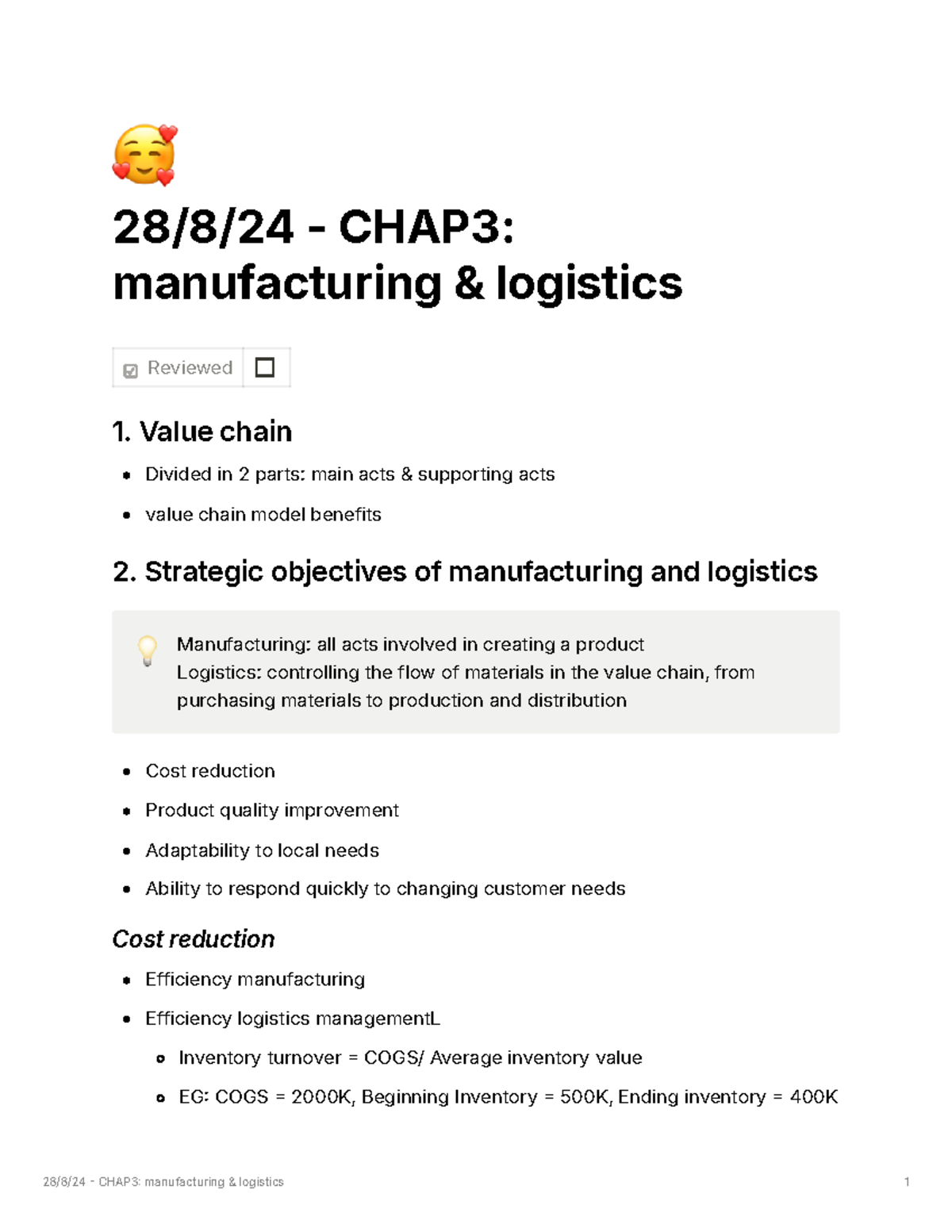 Chap 3: Manufacturing vs. Logistics Overview - NVKDQT CLC - Studocu