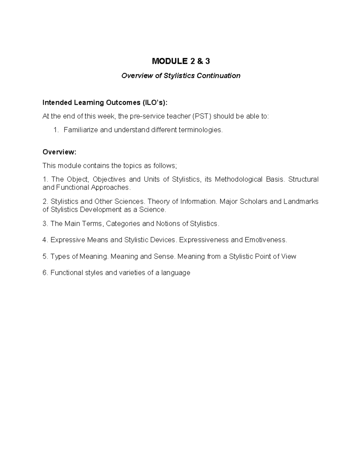 539357088 Stylistics & Discourse Analysis: Module 2.3 Overview - Studocu