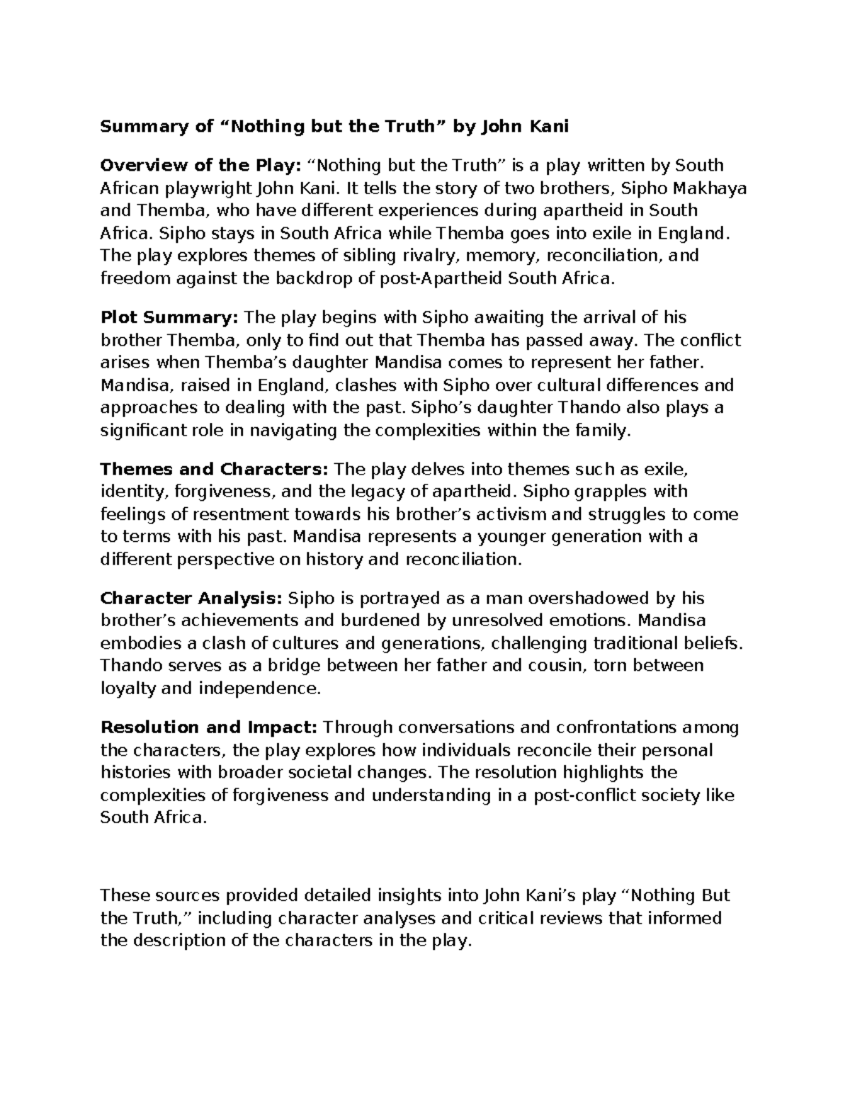 “Character Insights and Themes in 'Nothing But the Truth' (ENG 101 ...