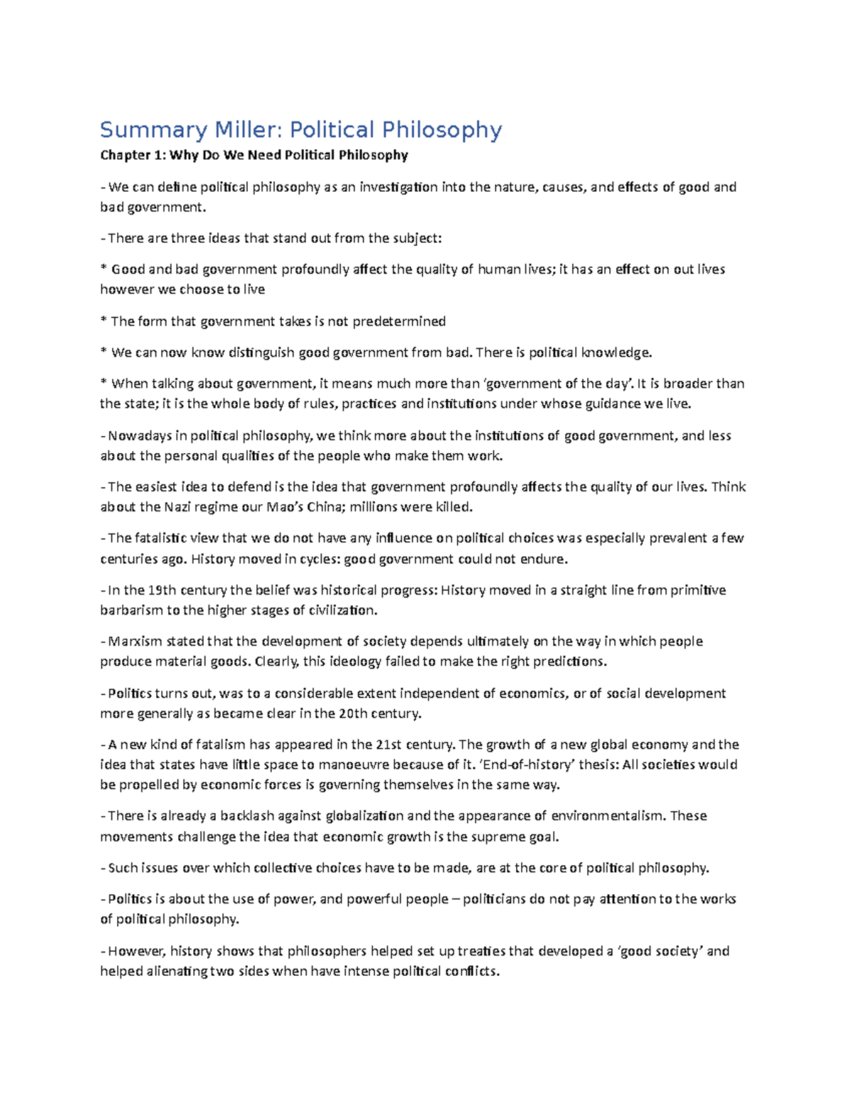 Summary of Political Philosophy: Key Concepts and Insights - Studeersnel