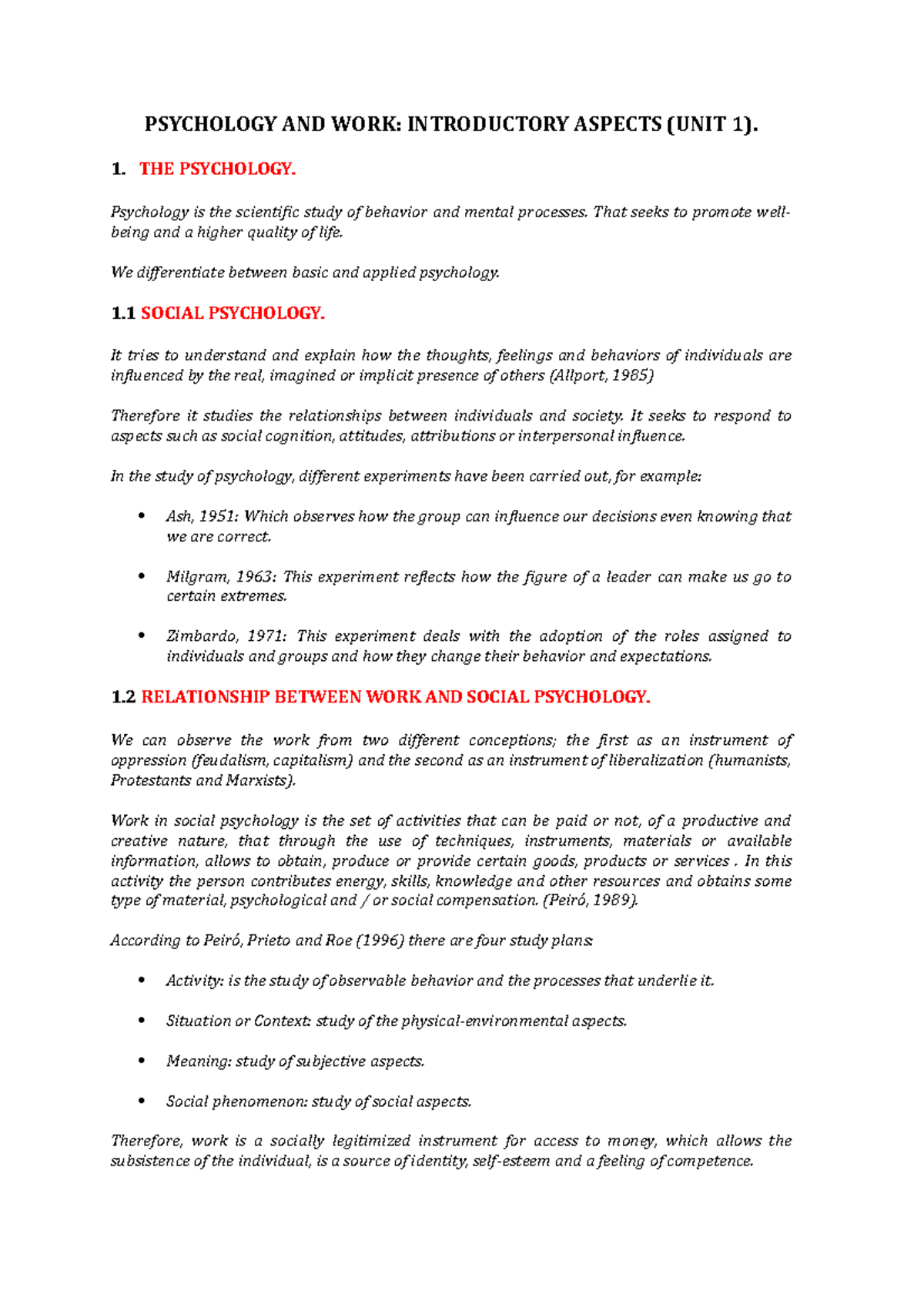 Lesson 1: Intro to Psychology - Lecture Notes (PSY 101) - Studocu