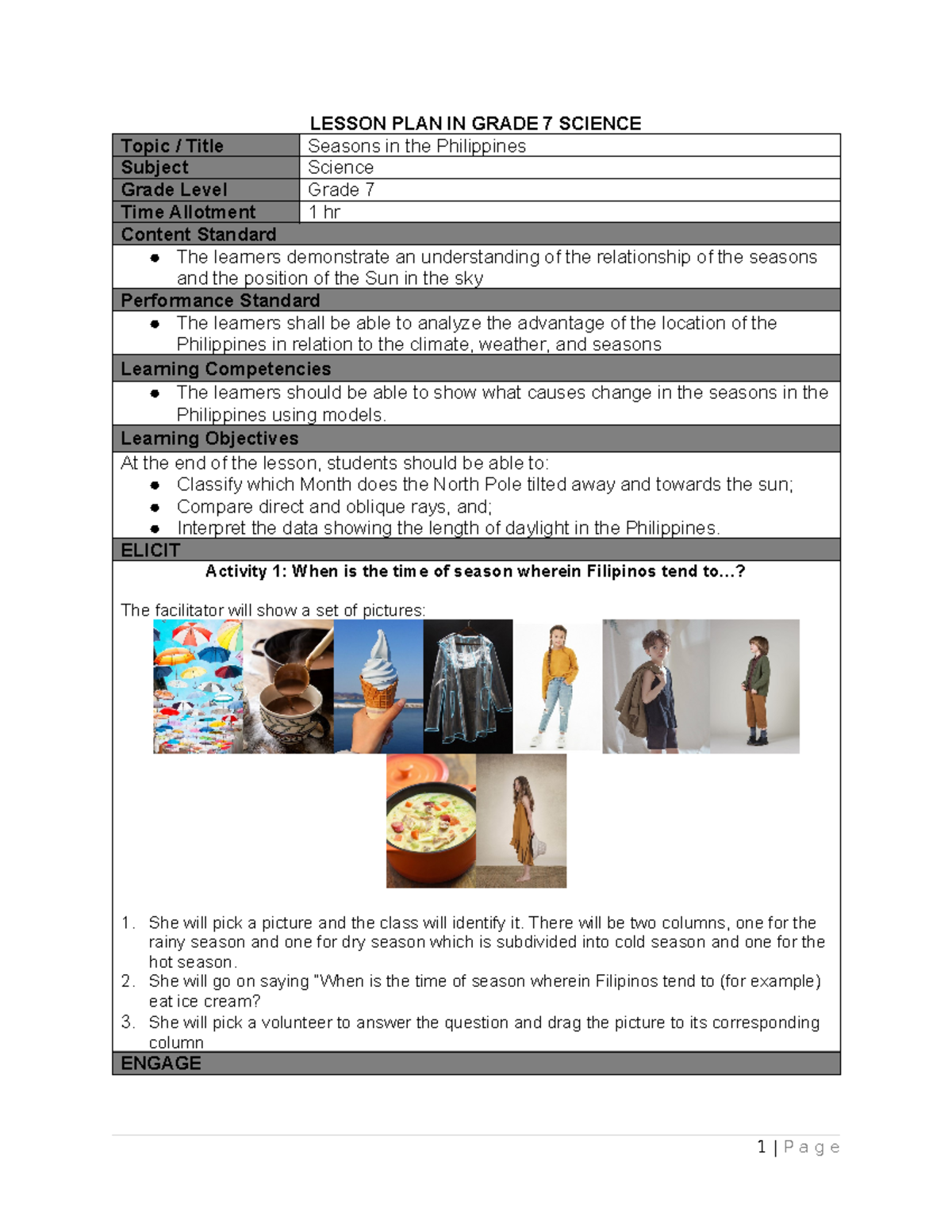 Grade 7 Science: Lesson Plan on Seasons in the Philippines - Studocu