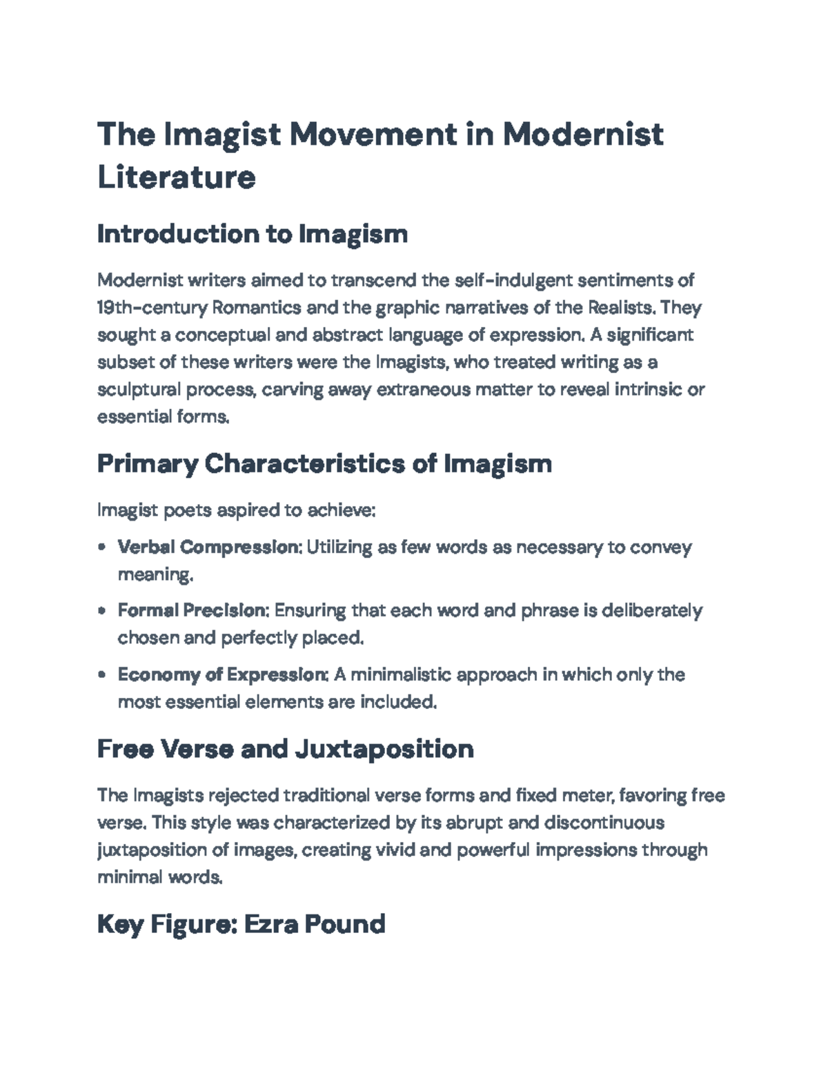 Imagism in Modernist Literature: Key Characteristics & Influences - The ...