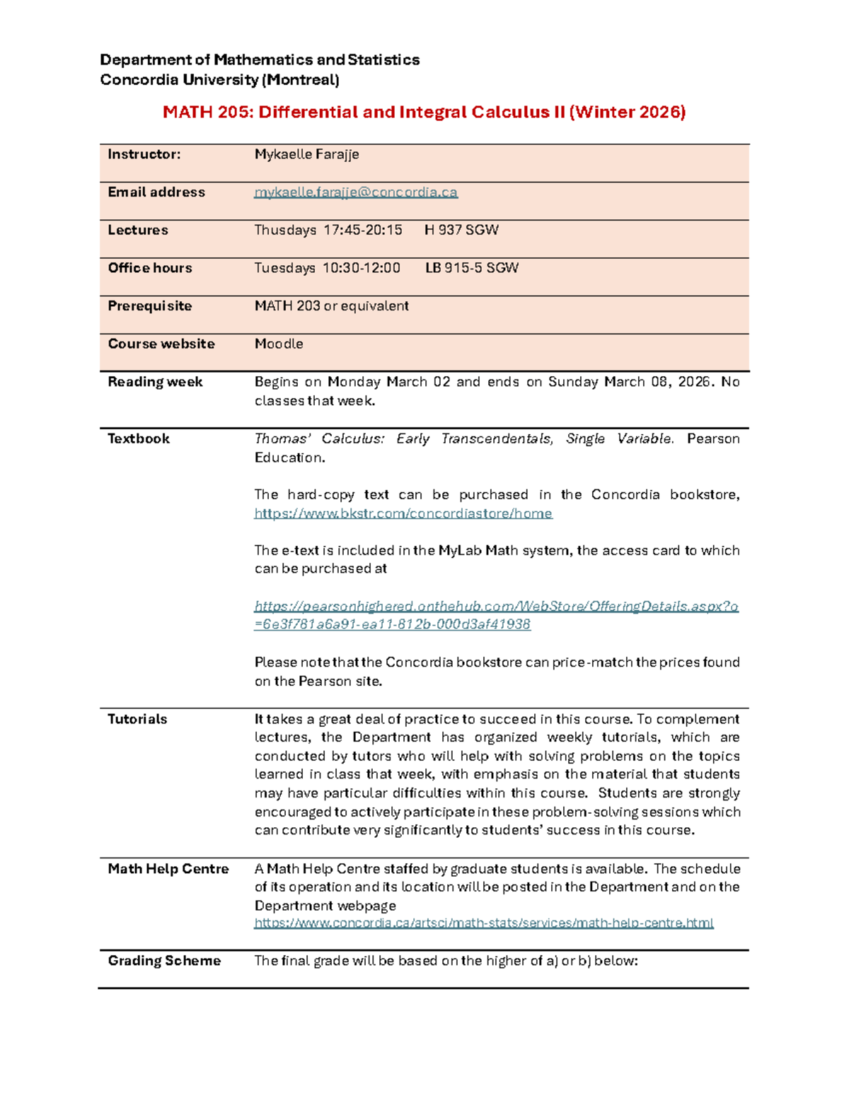 MATH 205: Differential & Integral Calculus II - Course Overview (Winter ...