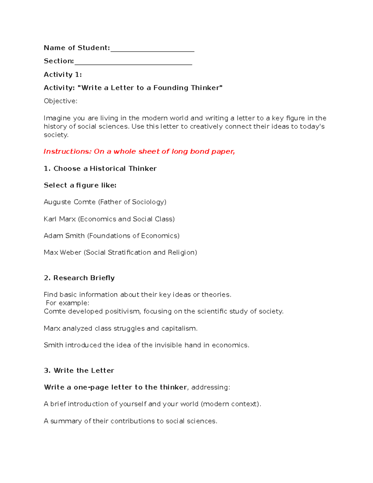 DISS-Activity-Sheets: Letter to a Historical Thinker in Social Sciences ...