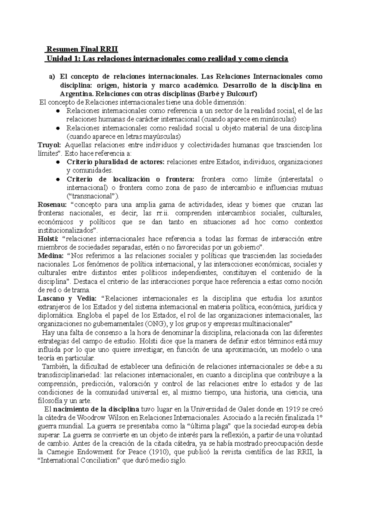 FINAL RIRI UNIDAD 1: Conceptos y Dimensiones de las RRII - Studocu